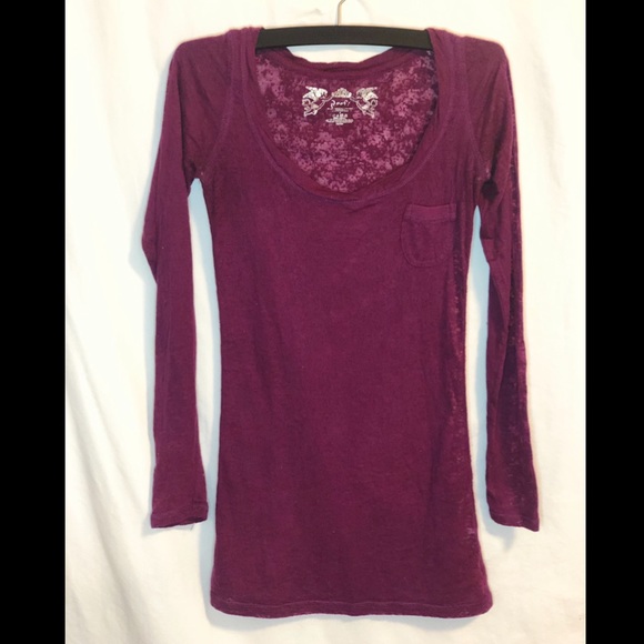 Poof! | Tops | Poof Purple Sheer Long Sleeve Top | Poshmark